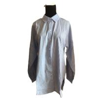 China Blue And White Striped Spring Turn Down Collar Shirt for sale
