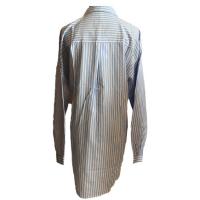 China Blue And White Striped Spring Turn Down Collar Shirt for sale