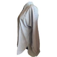 China Blue And White Striped Spring Turn Down Collar Shirt for sale