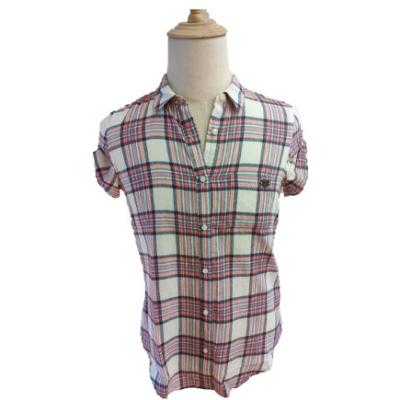 China Turn Down Collar Slim Fit Plaid Shirt Cotton Ladies Casual Wear for sale