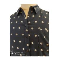 China Autumn Female Long Sleeve Floral Blouse And Shirt With Chest Pocket for sale