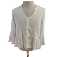 China Button V Neck Fold Hem And Sleeve XS Ladies Casual Wear for sale