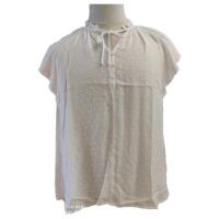China Butterfly Sleeve Wave Point Women'S Tie Neck Blouse for sale