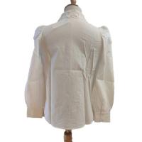 China Women Turn Down Collar Algodon White Puff Sleeve Blouse for sale