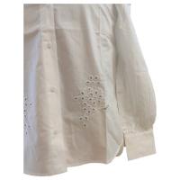 China Women Turn Down Collar Algodon White Puff Sleeve Blouse for sale