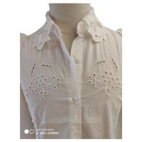 China Women Turn Down Collar Algodon White Puff Sleeve Blouse for sale