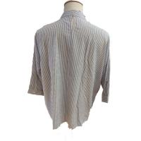China Embroidery Ladies Cotton Blue And White Striped Blouse for sale