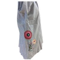 China Embroidery Ladies Cotton Blue And White Striped Blouse for sale