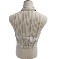 China OEM 80% Viscose 20% Lino Adults Green Striped Blouse for sale