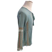 China OEM Female Chiffon O Neck Viscose Embroidery Blouse for sale