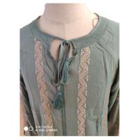 China OEM Female Chiffon O Neck Viscose Embroidery Blouse for sale