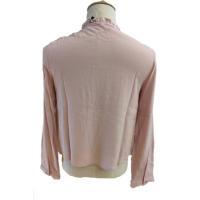 China Summer Long Sleeve Collar Belted Viscose Ruffles Shirt for sale