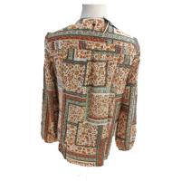 China Lace Up Neck Yarn Dyed 98% Viscose Chain Print Blouse for sale