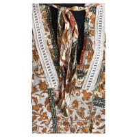 China Lace Up Neck Yarn Dyed 98% Viscose Chain Print Blouse for sale
