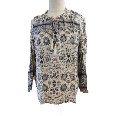 China Long Sleeve Women'S O Neck T Shirt With Laceup Ruffles OEM for sale