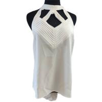 China Hollow Out White 100% Viscose Women'S Tank Tops With Round Collar for sale