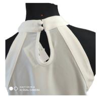 China Hollow Out White 100% Viscose Women'S Tank Tops With Round Collar for sale
