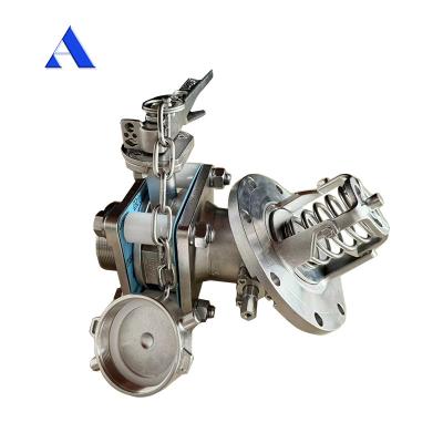 China ISO Tank Container Spare Parts 3 inch 45 Degrees Bottom Discharge and Sample Valve with Pressure Gauge 1.4''BSP 0-40 bar for sale