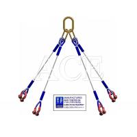China Lifting Eye Type Flat Eye DNV 2.7-1 Standard Stainless Steel Cable Wire Rope Sling 4 or 5 Legs for Offshore Container Orange for sale