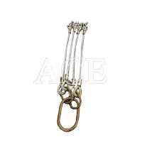 China Lifting Eye Type Flat Eye DNV 2.7-1 Standard Stainless Steel Cable Wire Rope Sling 4 or 5 Legs for Offshore Container Orange for sale