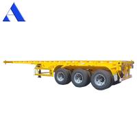 China 12R22.5 Linglong Tire 2 Axle 40ft 20ft Shipping Chassis with Gooseneck Skeleton Truck Frame Semi Trailer Container for sale