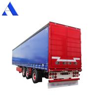 China 11R22.5 Tire 3 Axle PVC Curtain Side Shipping Container Shandong 40ft Van Box Semi Trailer with Standard 28Ton Landing Gear for sale