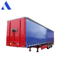 China 11R22.5 Tire 3 Axle PVC Curtain Side Shipping Container Shandong 40ft Van Box Semi Trailer with Standard 28Ton Landing Gear for sale