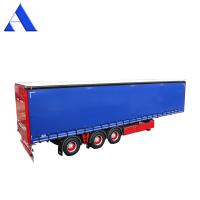 China 11R22.5 Tire 3 Axle PVC Curtain Side Shipping Container Shandong 40ft Van Box Semi Trailer with Standard 28Ton Landing Gear for sale