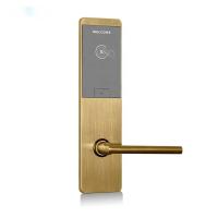 China Long Battery Durability RFID Card Smart Hotel Lock Gold Brushed Zinc Alloy with Smartphone App TT Lock Optional Access for sale