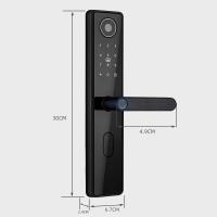 China Smart Digital Door Handle Lock Fingerprint Handle Lock Peephole Camera Tuya App for sale