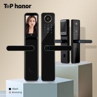 China TT Lock Gold Smart Front Door Locks Anti Peep Password Fingerprint Card Acess for sale