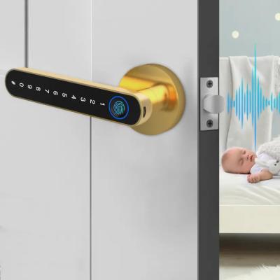 China Fingerprint Password Tuya App Door Lock Aluminium Grip Open Biometric Door Handle Lock for sale