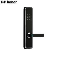 China Black Aluminium Alloy TTLock Digital Door Lock Biometric Smartphone Remote Unlock for sale