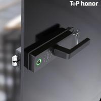 China Digital Tuya Handle Smart Glass Door Lock Aluminium Alloy Fingerprint IC Card Access for sale