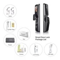 China Digital Facial Recognition Automatic Front Door Lock Anti Peep Password Smart Lock for sale
