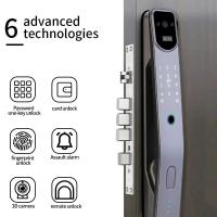 China Tuya Fingerprint Biometric Face Recognition Door Lock Smart Password Card Key Access for sale