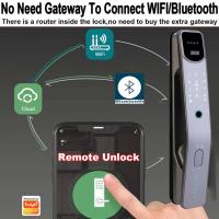 China Tuya Fingerprint Biometric Face Recognition Door Lock Smart Password Card Key Access for sale