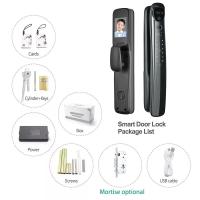 China High Class Front Door Lock 3D Face Fingerprint Biometric Access Phone Remote Control Peephole Camera Door Lock for sale