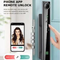 China Peephole Smart Home Front Door Lock Tuya Biometric Anti Peep Code Keyless Unlock for sale