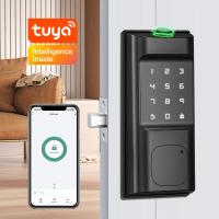 China Black Smart Tuya App Door Lock CNC Zinc Alloy Anti peep Fingerprint Code Access for sale