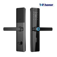 China Facial Recognition Smart Handle Door Lock Digital Code Card NFC Biometric Access for sale