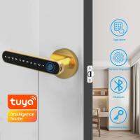 China Hotel Semi Auto Smart Fingerprint Door Lock Tuya App TTLock Smartphone Access for sale