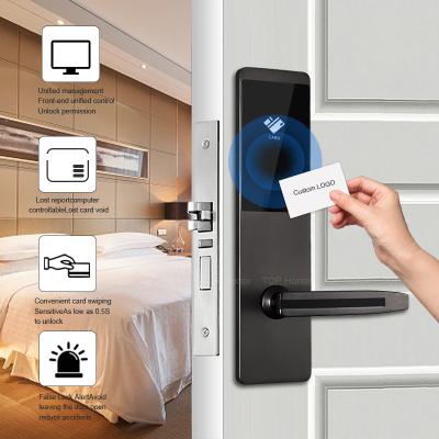 China RFID Card Mechanical Key Hotel Smart Locks Smartphone Access Black Aluminium Alloy for sale
