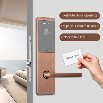 China Half Auto Hotel Smart Locks Brushed Zinc Alloy RFID Card Swipe Access Door Lock for sale