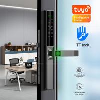 China Aluminium Alloy Smart Sliding Door Lock Digital Code Fingerprint Card Tuya App for sale