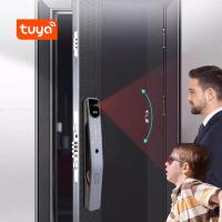 China Full Auto Face Recognition Door Lock Tuya Anti Peep Smart Password Front Door Lock for sale