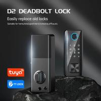 China Full Automatic Office Tuya Deadbolt Lock Fingerprint Password IC Card Key Unlock for sale