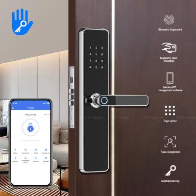 China Semiconductor Smart Front Door Locks Fingerprint IC Card Password TT Lock Access for sale