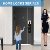 China Tuya Luxury Smart Door Lock Touch Panel Biometric Code Card Key Access Handle Lock for sale