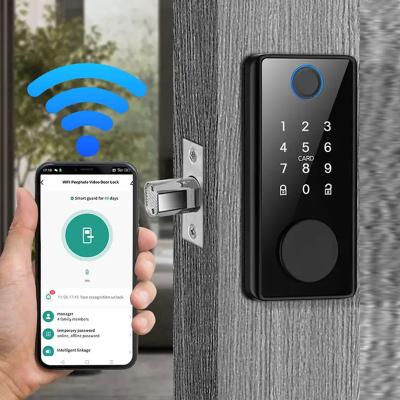 China Fingerprint Deadbolt Door Lock High Security Biometric Password Unlock Smartphone Remote Control Access for sale